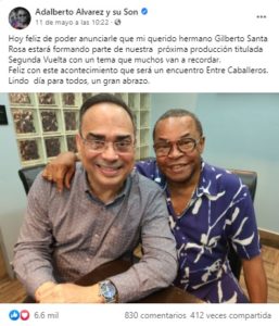 Gilberto Santa Rosa cantará con Adalberto Álvarez