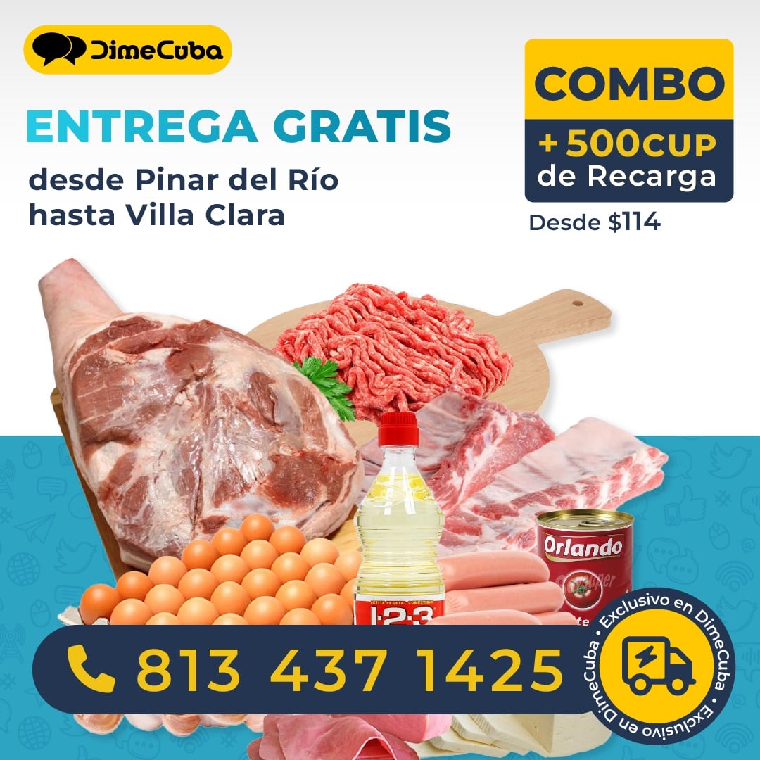 Envía a Cuba combos de comida con una recarga gratuita de 500 CUP