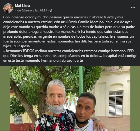 Fallece la madre del pelotero cubano Frank Camilo Morejón