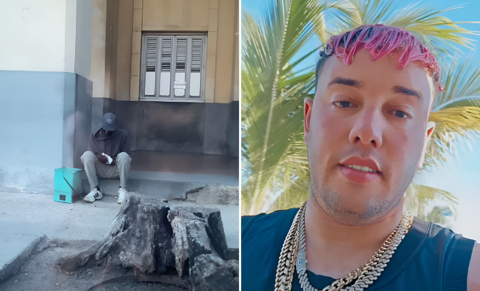 Mawell regala dinero a un señor que vende maní en las calles de La Habana