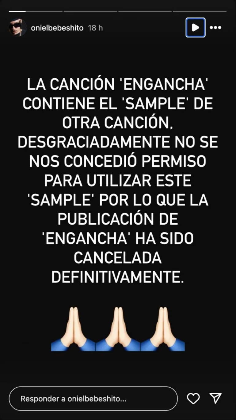 ‘Enganchada’ de Oniel Bebeshito es retirada por acusaciones de plagio ‘Enganchada’ de Oniel Bebeshito es retirada por acusaciones de plagio