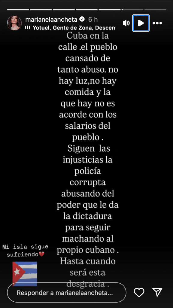 Marianela Ancheta rompe el silencio tras protestas masivas en Cuba: “Mi ...