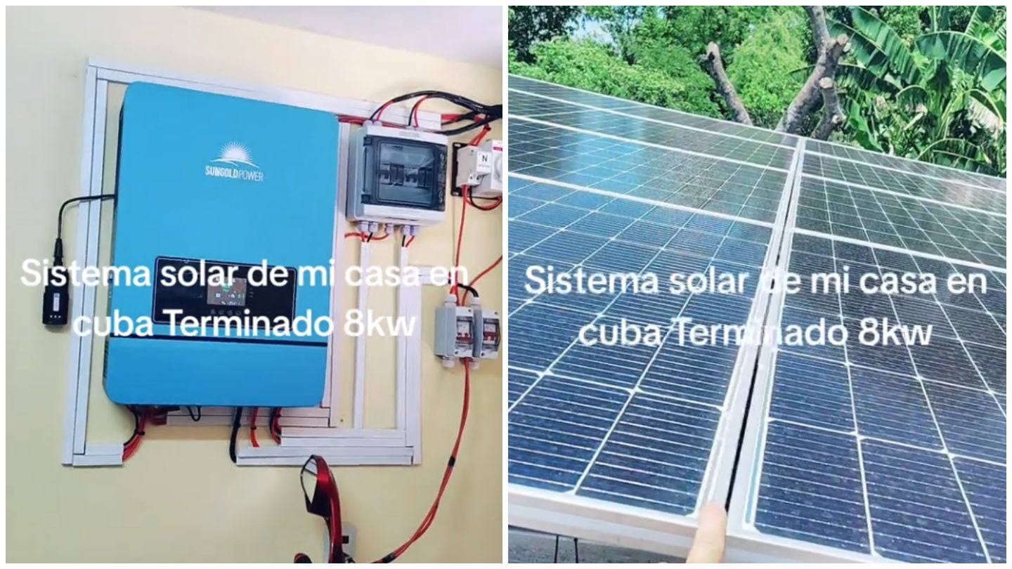 Cubano mantiene su hogar funcionando con paneles solares durante un apagón