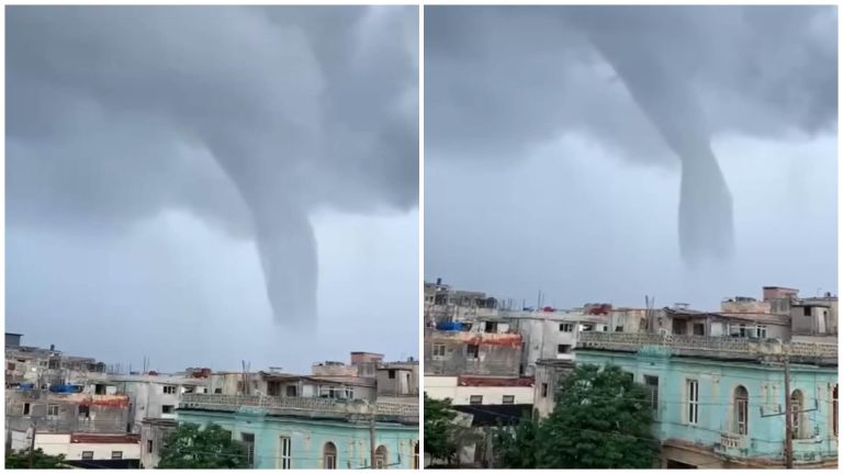 Una tromba marina sorprende a La Habana y moviliza a los ciudadanos esta tarde