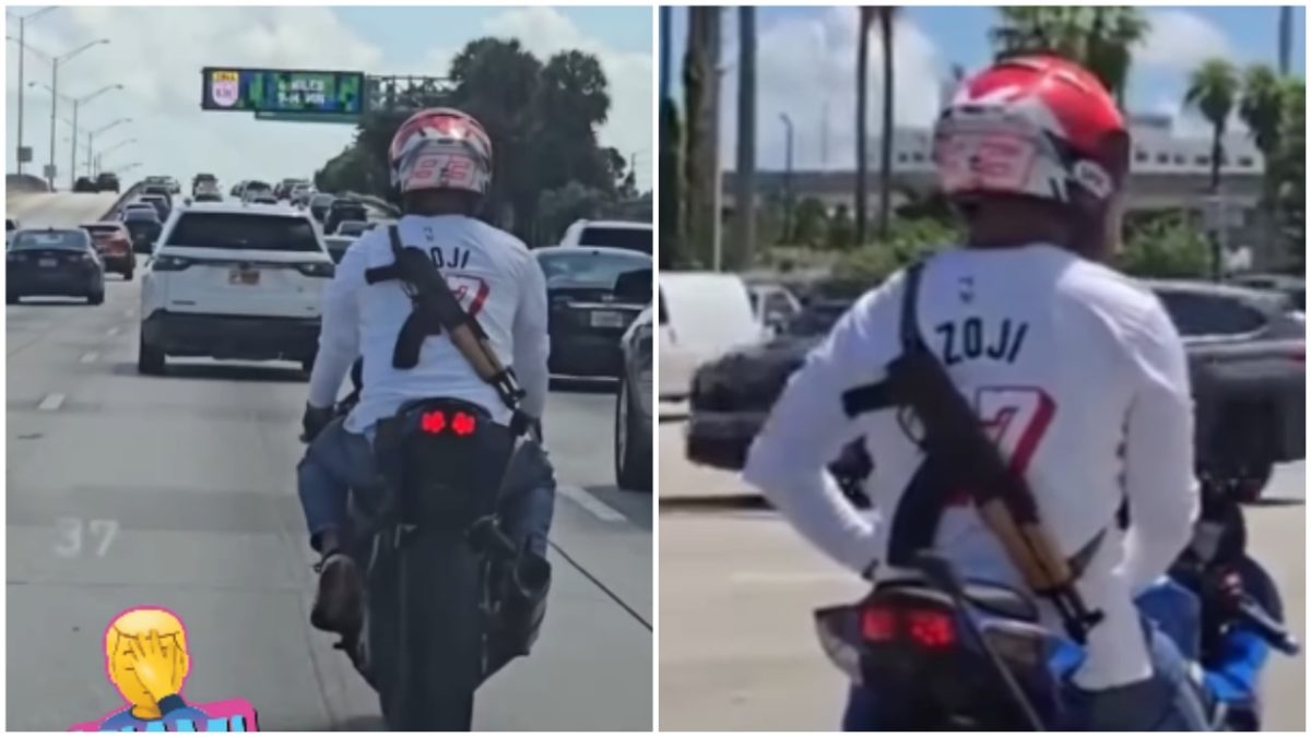 Sale a las calles de Miami con rifle AK-47 en la espalda