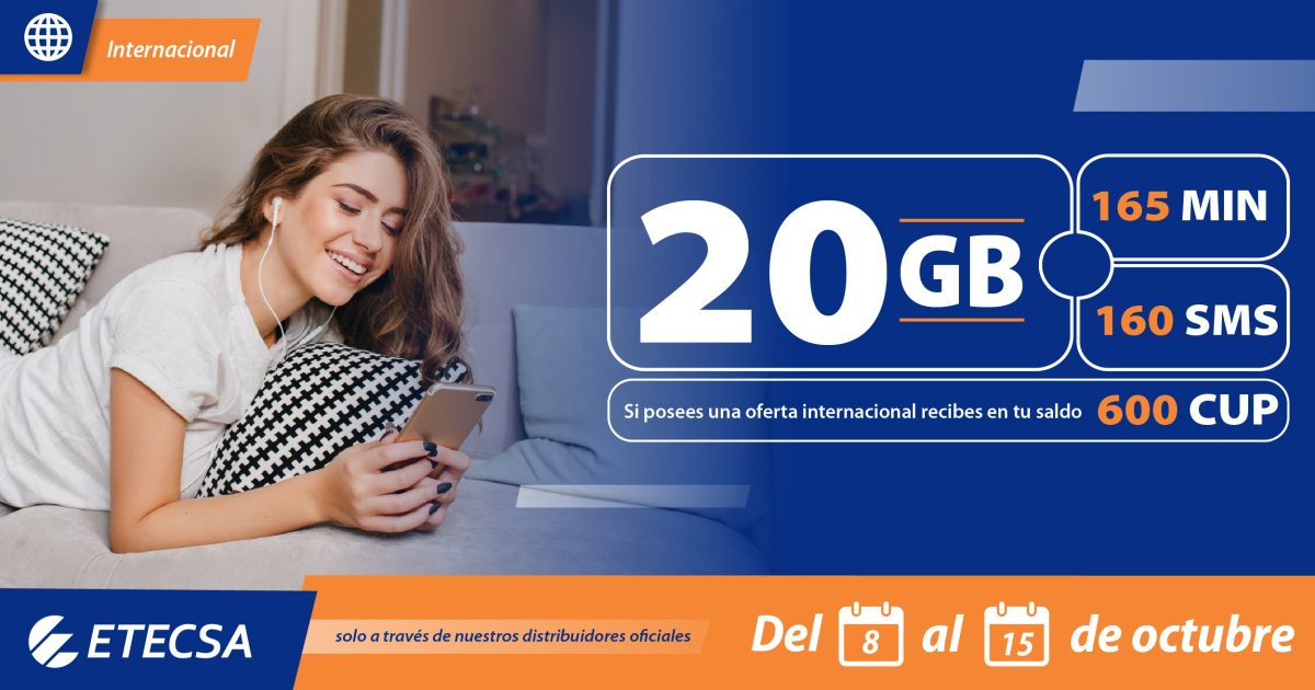 Comenzó la recarga de Etecsa con bonificación de 20 GB, 165 minutos y ...
