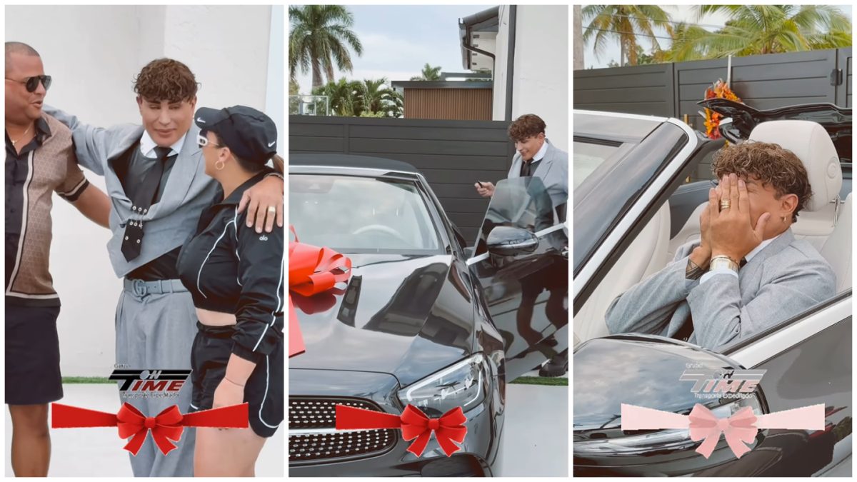Mánager de Eduardo Antonio lo sorprende con un Mercedes-Benz descapotable