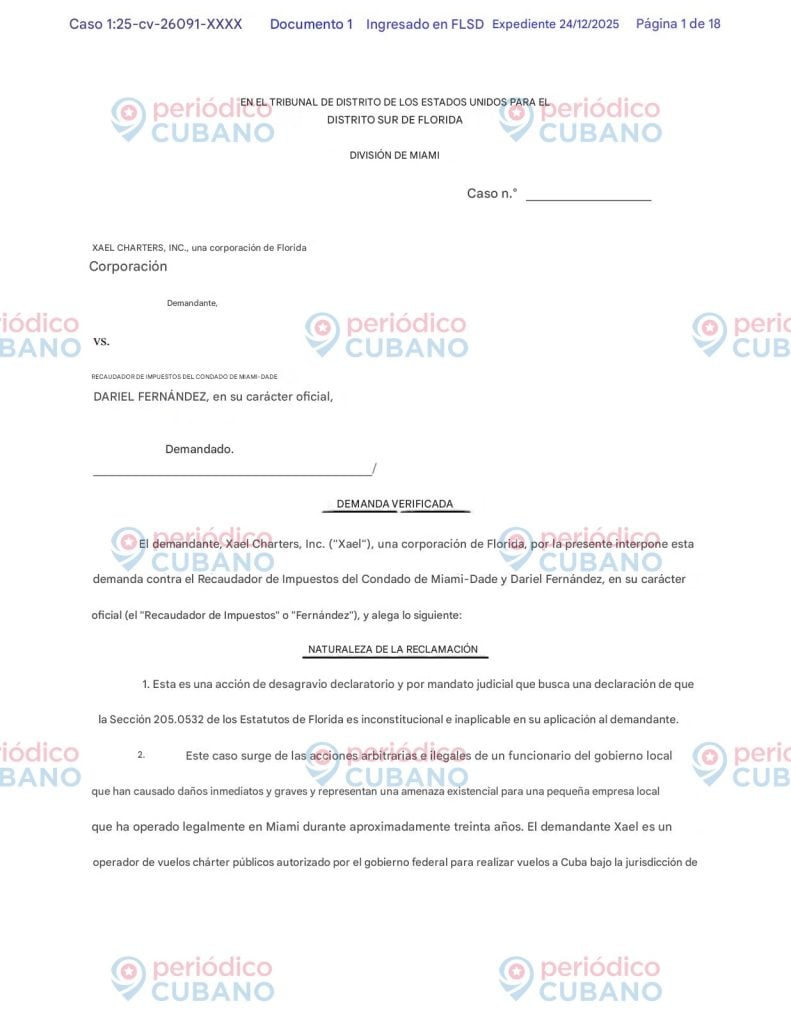Xael Charters demanda a Dariel Fernández y a Miami-Dade Tax Collector ...