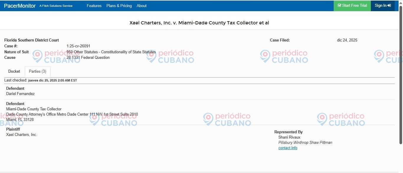 Xael Charters demanda a Dariel Fernández y a Miami-Dade Tax Collector ...