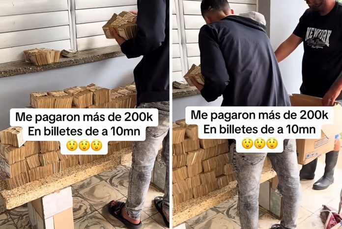 Le pagaron 200 mil pesos en billetes de 10: el video viral que resume ...