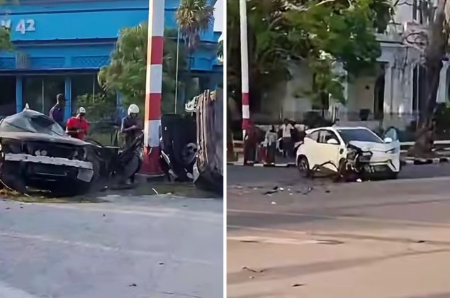 Fuerte accidente entre tres carros en 5ta y 42, La Habana